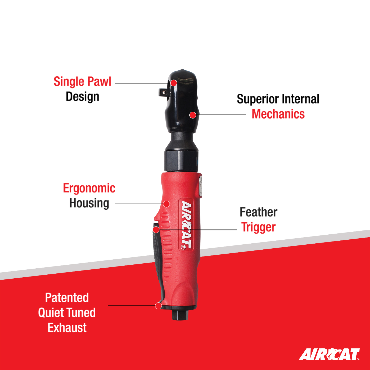 AIRCAT Pneumatic Tools 800: Composite Ratchet 320 RPM, 35 ft-lbs ...