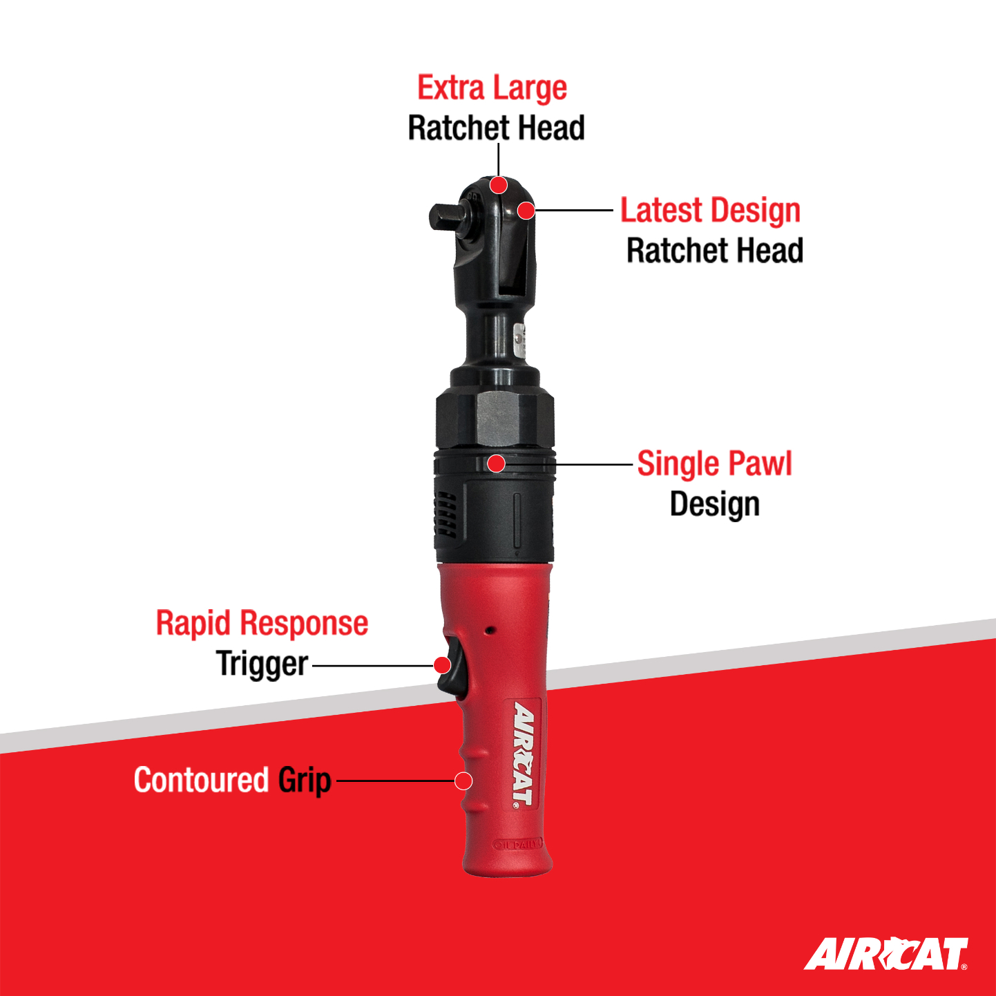 AIRCAT Pneumatic Tools 805-HT High Torque Ratchet Wrench 130 ft-lbs - 3 ...